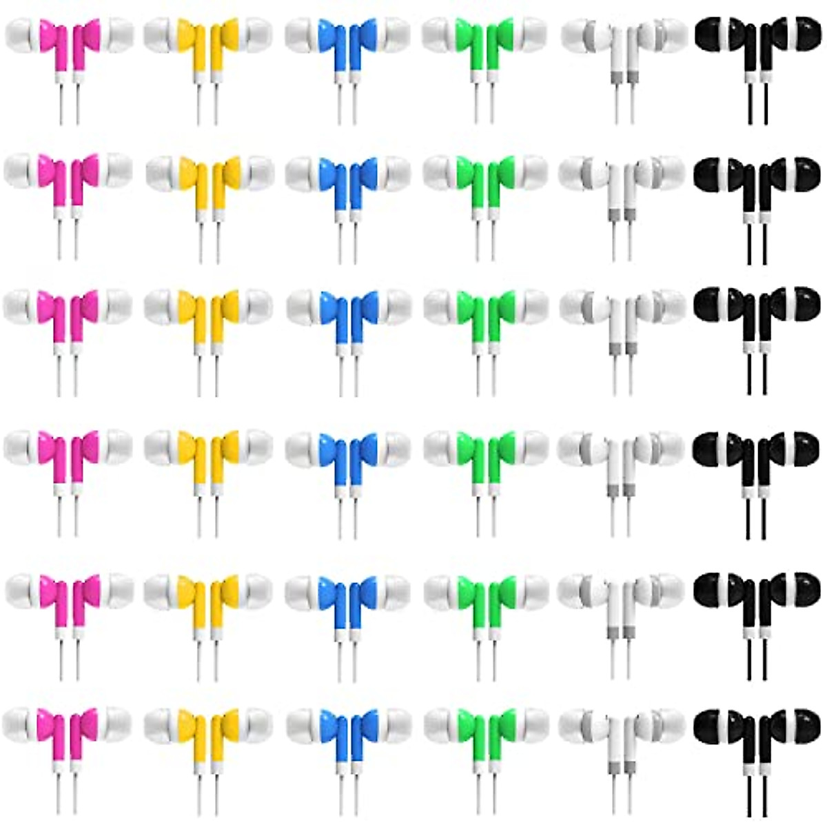 Bulk Earbud Headphones 60 Packs for Classroom Kids, Wensdo Wholesale Multi Colored Earphones Individually Bagged for Students, School, Library, Museums