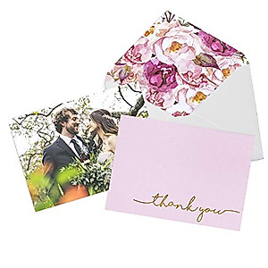Thank You Cards-48 Bulk Blank Gold Foil Sets(6 Colors) Blank Greeting Cards for Baby & Bridal Shower, Appreciation,Wedding & Birthdays