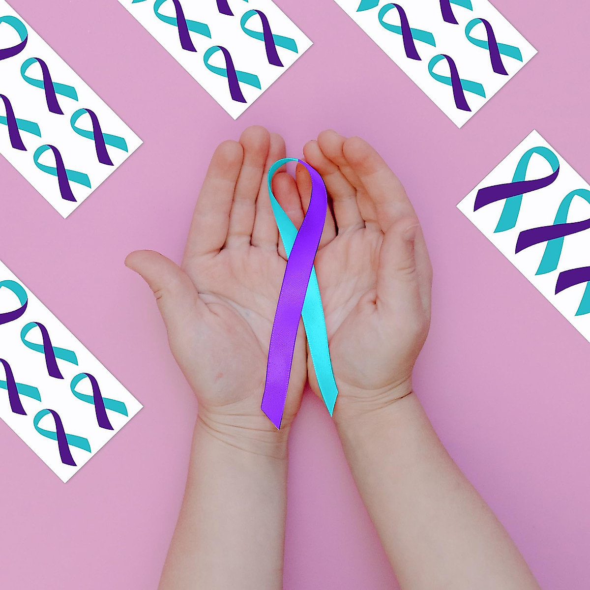 25 Sheets 200 Pcs Suicide Prevention Awareness Temporary Tattoos Stickers Assault Suicide Awareness Tattoos Stickers for Women Men Teen Mental Health Care Charity Activities Supplies