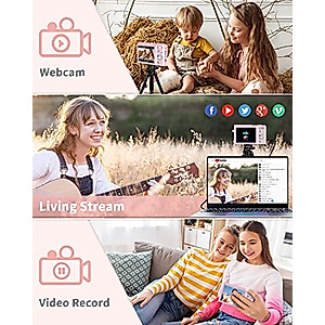 Digital Camera, Zostuic Autofocus 48MP Kids Camera with 32 GB Card Vlogging Camera with 16X Zoom, 1080P Compact Portable Mini Cameras for 4-15 Year Old Kid Children Teen Student Girls Boys(Pink)