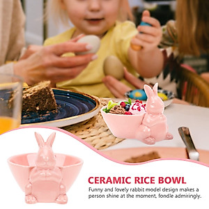 Zerodeko Easter Rabbit Bowl Bunny Salad Bowl Easter Ceramic Dessert Bowl Easter Pudding Bowl Easter Rice Soup Bowl Rabbit Appetizer Bowls for Spring Easter Home Restaurant Decor White