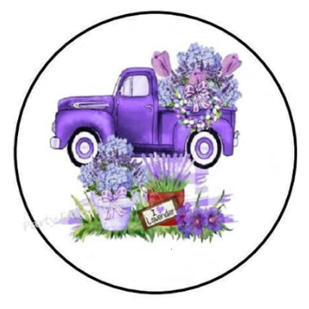 Party Favors Express 30 Pcs 1.5 Inch Lavender Truck Stickers - Flower Truck Stickers - Lavender Stickers Envelope Seals Labels - D AA61RK
