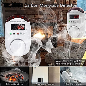 Carbon Monoxide Detector Insertion, VzmcovCO Detector, LED Display Screen Voice Alarm, Suitable for Home Kitchen, Office, Hotel Garage, Living Room, Bedroom -1 Package