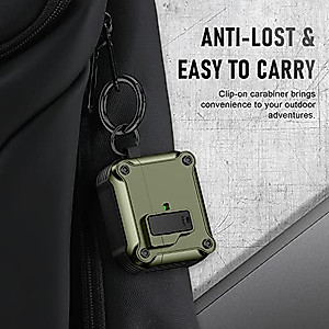 Valkit for Apple Airpods 3rd Generation Case Cover with Lock Cool AirPod 3 Case with Keychain for Men Women Military Hard Shell Rugged Shockproof Air Pod 3 Case for AirPod 3rd Gen Case 2021, ArmyGreen