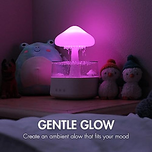 Rain Cloud Humidifier Water Drip with Adjustable LED Lights White Noise Humidification Desk Fountain Bedside Sleeping Relaxing Mood (White)