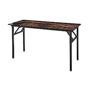 Coral Flower Office Desk 55 inches Folding Table Computer Table Workstation，Rustic Brown