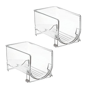 mDesign Large Stackable Kitchen Bin Storage Organizer Rack for Pop/Soda Bottles for Refrigerator, Pantry, Countertops and Cabinets - Holds 2-Liter Bottles - 2 Pack - Clear
