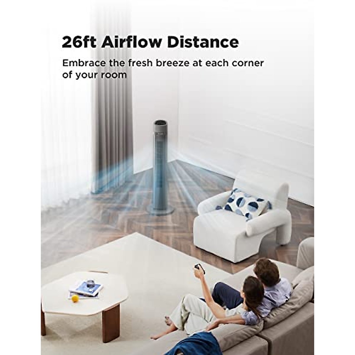 PELONIS 40''Oscillating Tower Fan | Remote Control, Black & 42’’ Oscillating Tower Fan with Aromatherapy Diffuser, Remote Control, 5 Speed Settings, Black