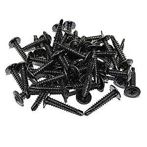 Pro Bamboo Kitchen 50pcs #8 x 1" Carbon Steel Cross Large Self-Tapping Truss Head Screws Black