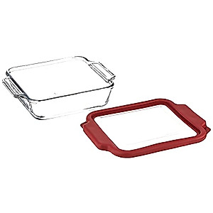 Anchor Hocking 8-InchSquare Glass Baking Dish with TrueFit Cherry Lid -
