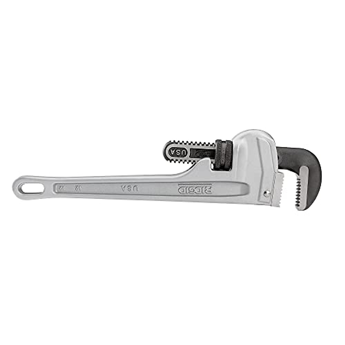 RIDGID 47057 Aluminum Straight Pipe Wrench, 12" Sturdy Plumbing Wrench with Self Cleaning Threads and Hook Jaws