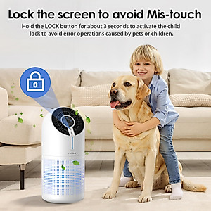 MOOKA Air Purifiers for Home Large Room up to 1095ft², H13 HEPA Filter Air Cleaner for Pets Bedroom Remove Smoke Dust Pollens Dander, Room Air Purifier with Timer Lock 4 Modes Night Light, M02