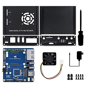 Dual Gigabit Ethernet 5G/4G Mini-Computer with Metal Case and Cooling Fan Based On Raspberry Pi Compute Module 4 (NOT Included) @XYGStudy (CM4-DUAL-ETH-4G/5G-BOX)