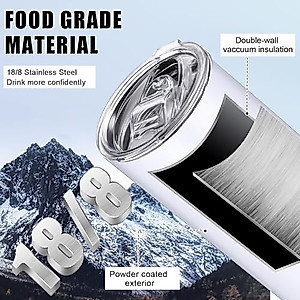 16 Pack 20 oz Stainless Steel Skinny Tumbler Water Tumbler Cup Insulated Stainless Steel Cups with Lid Double Layer Travel Coffee Mug Reusable for Hot Cold Drink Home Office Car Use(White)