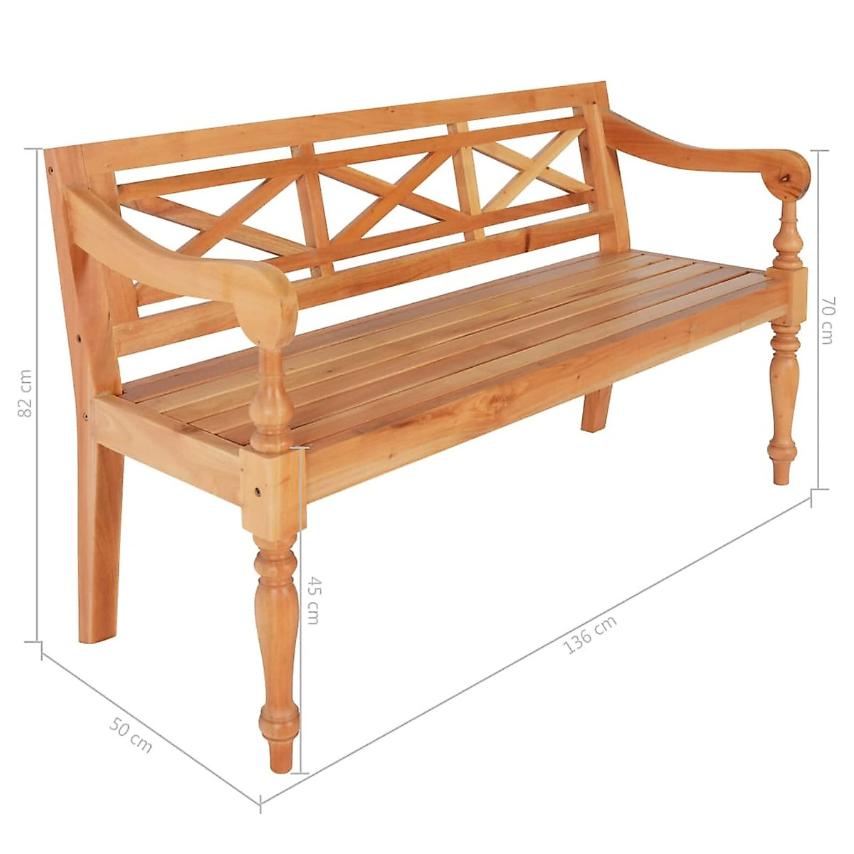 Tidyard Garden Bench Mahogany Wood Porch Chair Wooden Outdoor Bench Light Brown for Backyard, Balcony, Park, Lawn Furniture 53.5 x 19.7 x 32.3 Inches (W x D x H)