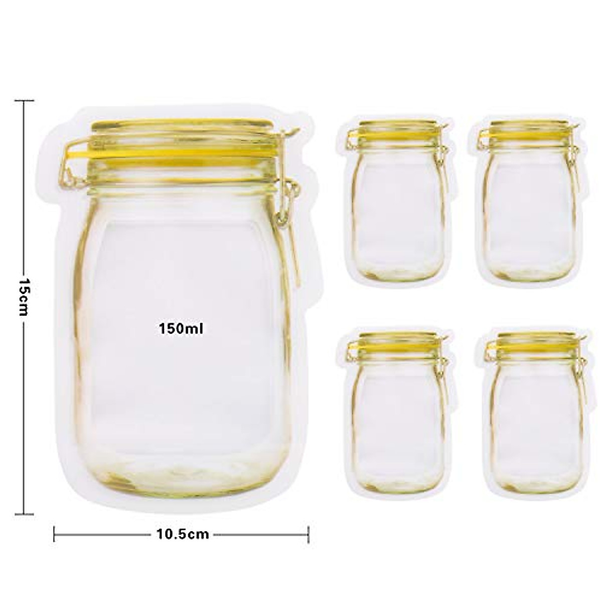 Arssilee Reusable Mason Jar Bottles Bags (20 Counts/500ml x10+ 150ml x 10) kitchen organizer Children's snacks Snacks, bread, cookies, fresh bags Food storage Bags Travel Camping