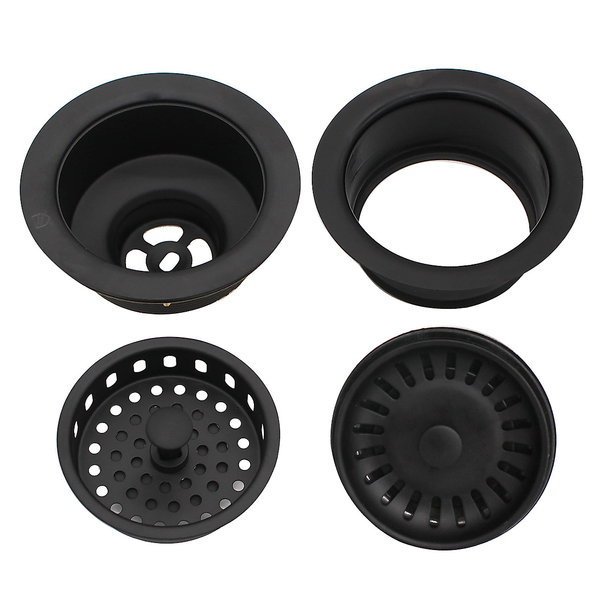 Westbrass CO2165S-62 Combo Pack 3-1/2" Post Style Large Kitchen Sink Waste Disposal Drain Flange with Basket Strainer, 1-Pack, Matte Black