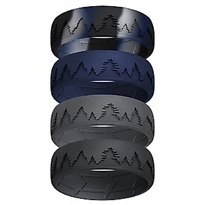 ROQ Silicone Rubber Wedding Ring for Men, Comfort Fit with Enhanced Breathability, Men's Wedding Band, Durable Rubber Engagement Band, Multi Packs, Multi Colors, 9 UK, Silicone,Rubber