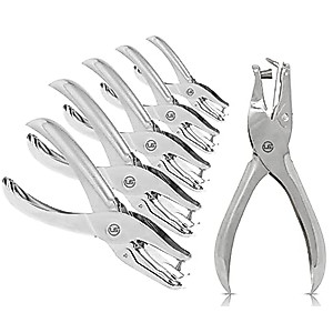 Hole Puncher, 6 Pack, 8 Sheet Capacity, Silver Color, Paper Punch for Paper, 1 Hole Punch,