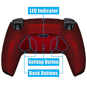 eXtremeRate Scarlet Red Programable RISE4 Remap Kit for PS5 Controller BDM-030 040, Upgrade Board & Redesigned Back Shell & 4 Back Buttons for PS5 Controller - Controller NOT Included