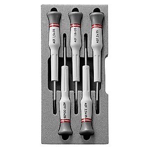 FACOM AEF.J1 Micro-Tech Screwdriver Set for Precision Screwing, Slotted and Phillips (Pack of 5)