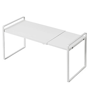Nxconsu Expandable Cabinet Shelf Organizer Riser for Kitchen Pantry Cupboard Under Sink Countertop Home Storage Organization Rack Space Saver Freestanding Heavy Duty Nonslip Stackable White