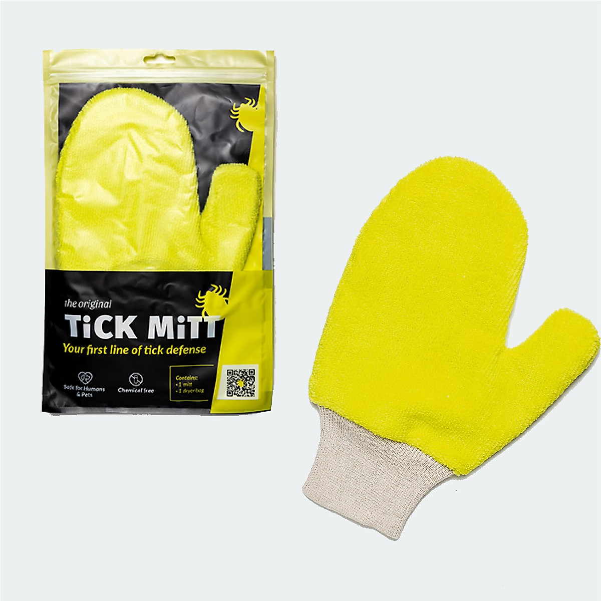 TiCK MiTT Yellow Tick Defense Glove - Protective Tool for Humans and Pets - Safely Handle Ticks with Ease - Durable, Comfortable, and Easy to Use Tick Management Glove