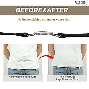 WERFORU 2 Pack Women Men Skinny Elastic Waist Belt Stretchy Thin Belt for Dress Jeans?Black+White, Fit Waist Size 25-28 Inches