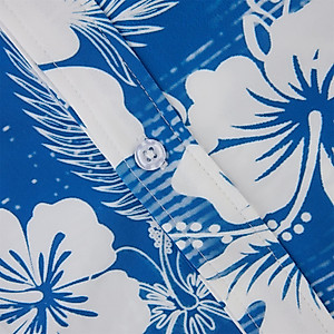 Men's Novelty Hawaiian Floral Shirt Summer Casual Button Down Tropical Holiday Beach Shirts Blue