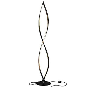 Brightech Twist Floor Lamp, Bright Tall Lamp for Offices, Modern LED Spiral Lamp for Living Rooms, Dimmable Standing Lamp with Sturdy Base for Bedroom Reading, Great Living Room Decor - Black