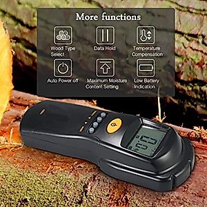 Wood Moisture Meter, Lumber Damp Detector, Moisture Content Tester with LCD Display, Range 2%～70%, Suitable for Measuring The Containing Water of Wood, Bamboo, Paper & Herbals