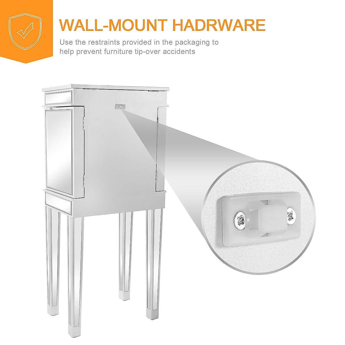 VINGLI Mirrored Jewelry Armoire, Mirror Jewelry Cabinet Standing with 6 Drawers & 2 Side Doors, Jewelry Armoire Cabinet, Standing Jewelry Box, Mirrored Jewelry Chest, Standing Jewelry Box, Silver