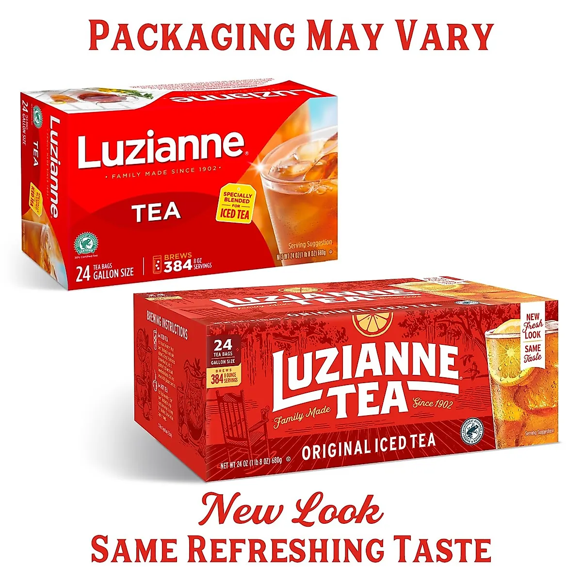 Luzianne Iced Tea Bags, Gallon Size, Unsweetened, 24 Count Box, Specially Blended For Iced Tea, Clear & Refreshing Home Brewed Southern Iced Tea