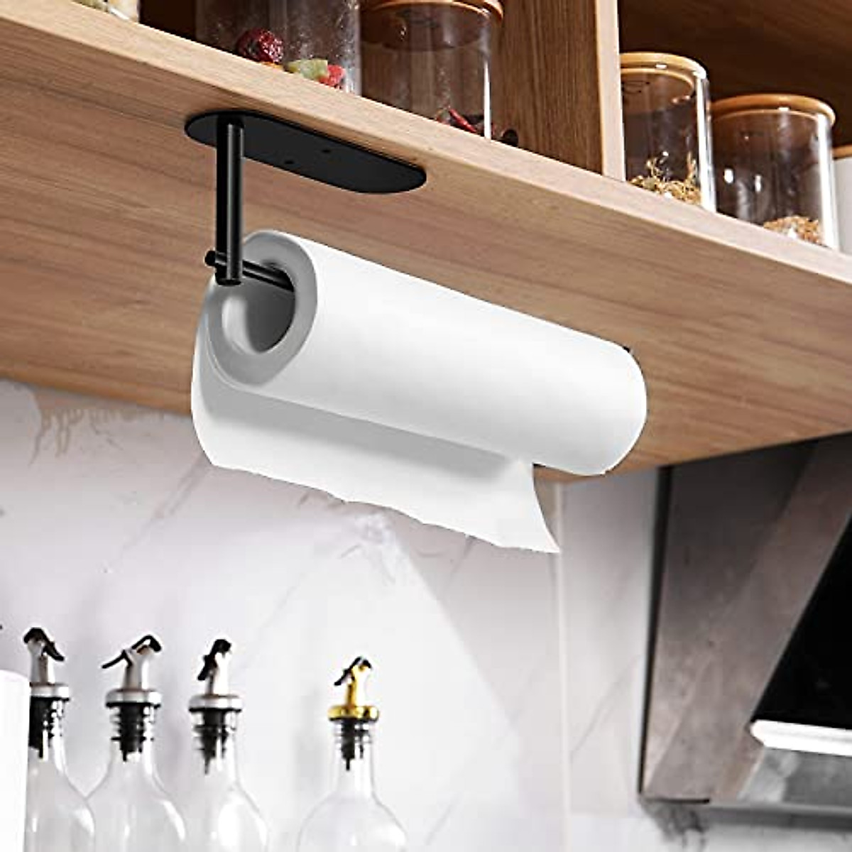 Yowmins Paper Towel Holders, Paper Towel Holder Under Cabinet, Camper RV Paper Towel Holder, Paper Towel Rack for Kitchen, Stainless Steel 13 inch, Black