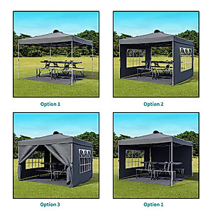 JOINATRE 8 x 8 Pop Up Canopy 4 Removable Sidewalls, Easy Set Up Outdoor Canopy Tent, Instant Folding Ez Up Canopy Commercial Gazebo Shelter, Air Vents, UV Protection with Carry Bag (Black)