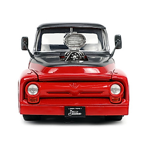 Jada Toys Just Trucks 1:24 1956 Ford F-100 Pickup Truck Red/Dark Gray with Tire Rack