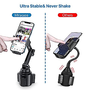 Miracase [Upgraded Version] Cup Phone Holder for Car, Universal Adjustable Long Neck Car Cup Holder Phone Mount Cradle Friendly Compatible with iPhone Samsung Google and All Smartphones