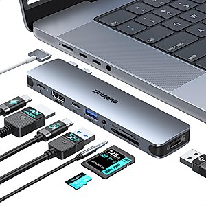 USB C Hub Adapter for MacBook Pro Air 2022 2021 2020 2019 Docking Station for MacBook M1 M2 USB C to HDMI Mac Accessories Multiport Dongle with 4K HDMI USB 3.0 SD TF Thunderbolt 3 USB-C Port Type C