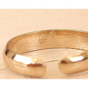 Handmade Gold Plain Band Adjustable Toe Ring, Yellow Gold Plated over Sterling Silver, Classic Dainty Open Toe, Pinky or Knuckle Rings for Women, By MiYa Jewelry Creations