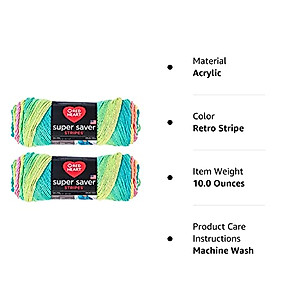 Bulk Buy: Red Heart Super Saver (2-Pack) (Retro Stripe, 5 oz Each Skein)