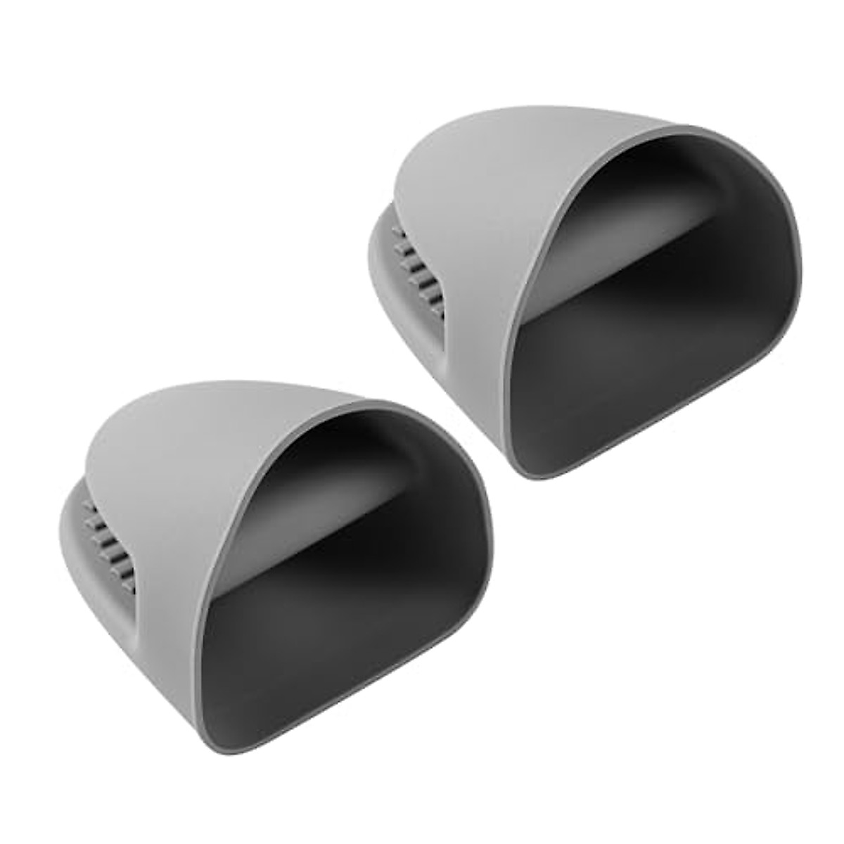 Restaurantware Comfy Grip 4.3 x 3.5 x 4.2 Inch Mini Oven Mitt Pot Holders 1 Food-Grade Finger Mitt Set - 2-Piece Set Oven-Ready Up To 446F Gray Silicone Pinch Mitts Ribbed Texture Dishwashable