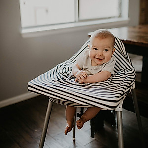 Parker Baby 4 in 1 Car Seat Cover for Girls and Boys - Stretchy Carseat Canopy, Nursing Cover, Grocery Cart Cover, High Chair Cover - "Pine"