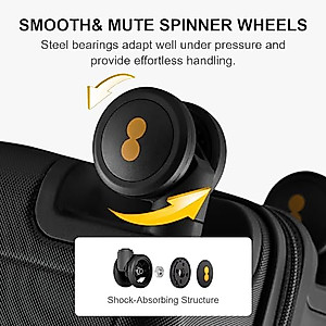 LEVEL8 Luggage Sets 3 Piece, 20 Inch 24 Inch 28 Inch Hardshell Suitcases, Lightweight Luminous Textured Large Luggage, Spinner Wheels Tsa Lock, 3-Piece Set (20/24/28), Black