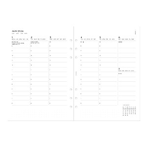 Filofax Calendar Diary Refill, A5 Size, Week-to-View with Appointments, Minimal Diary Pack, Vertical, White Paper, Multilingual: Five Languages, 2024 (C68593-24)