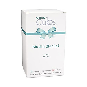 Comfy Cubs Baby Muslin Blanket, Swaddle for Newborns and Toddlers, Large 40” x 40” Cover, 6-Layer Plush Softness for Infant Swaddling, Receiving, or Tummy Time, Shower Gift (White, Baby - Muslin)
