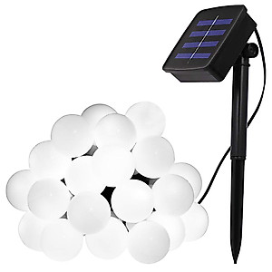XUNATA 31ft LED String Lights, Solar Powered Flexible Waterproof 50 LEDs White Ball Lights for Indoor Outdoor Home Patio Lawn Garden Party Holiday Decorations(White)