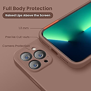 Cordking Designed for iPhone 13 Pro Case, Silicone Full Cover [Enhanced Camera Protection] Shockproof Protective Phone Case with [Soft Anti-Scratch Microfiber Lining], 6.1 inch, Light Brown