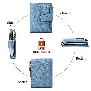 FALAN MULE Small Wallet for Women Genuine Leather Bifold Compact RFID Blocking Small Womens Wallet