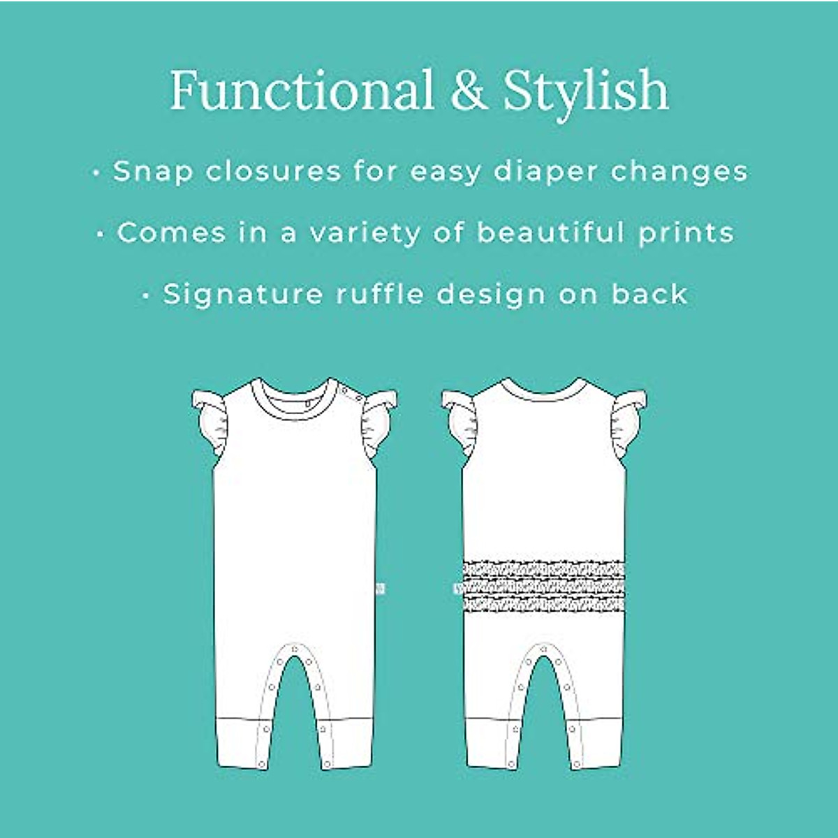 Posh Peanut Baby Girl Pajamas – Ruffled Cap Sleeve Romper PJs – Soft Viscose from Bamboo One-Piece for Babies & Toddlers(12-18 Months) Solid Ribbed Black