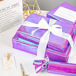 Homeral Iridescent Wrapping Paper Roll-46.8 sq.ft. Ombre Foil Purple for Halloween, Bridal Shower, Birthday, Christmas, Wedding, Party-17inch x 32.8ft